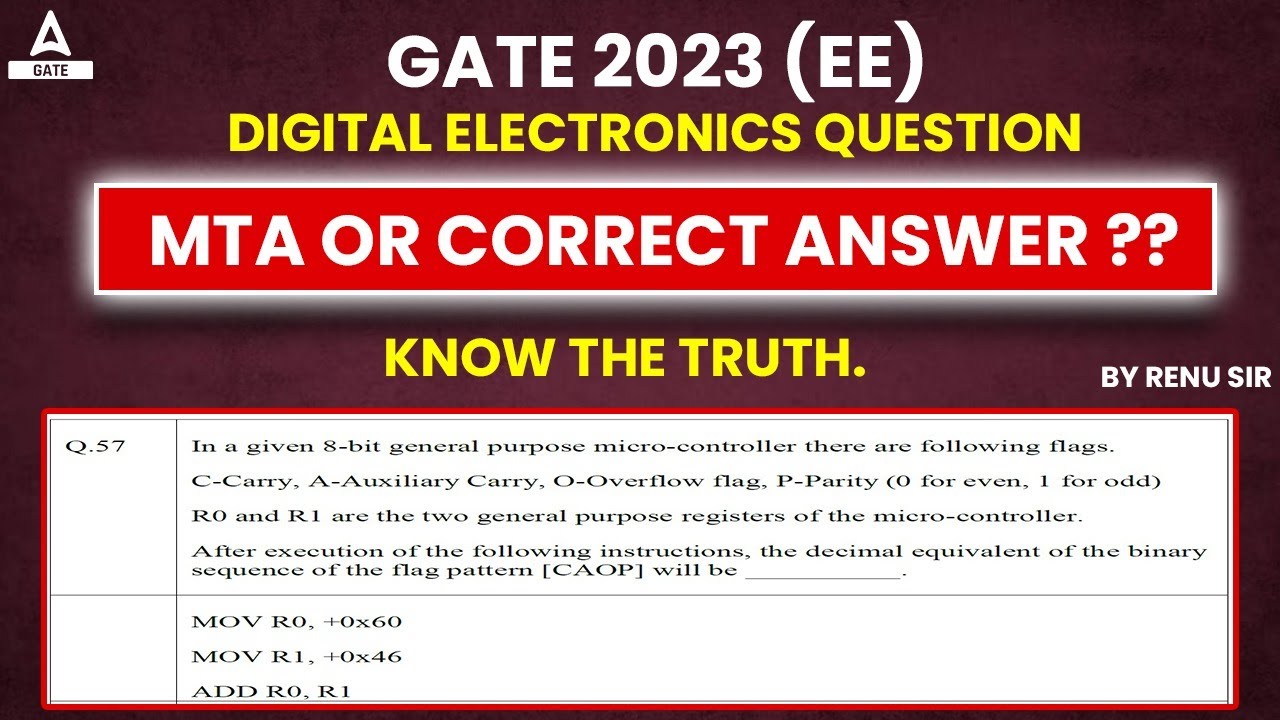 GATE 2023 | Digital Electronics Question | EE - MTA or Correct Answer ...