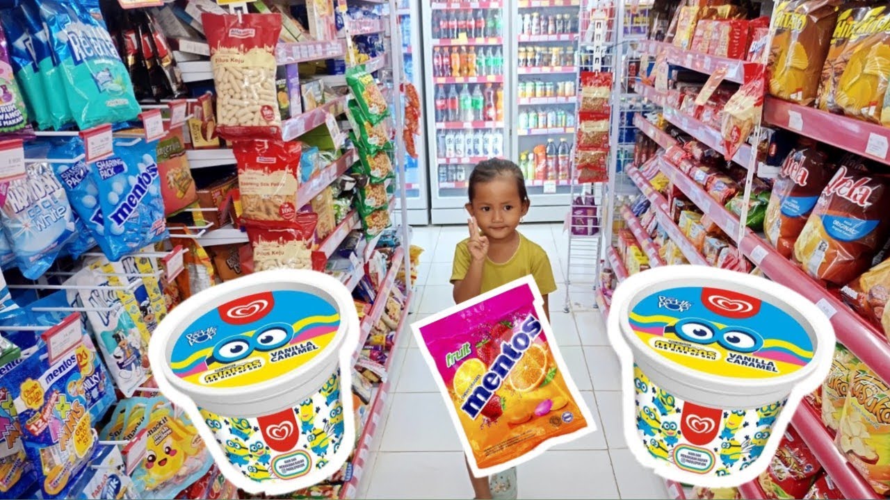 Drama Beli es krim paddle pop minions dan permen mentos rasa buah ...