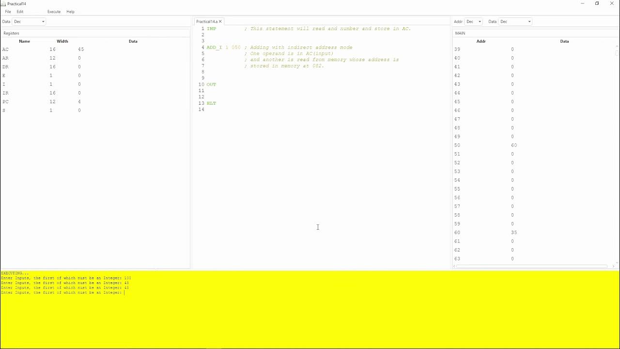 Indirect address right indexing machine | Cpu Sim Practical | Practical 14. - YouTube