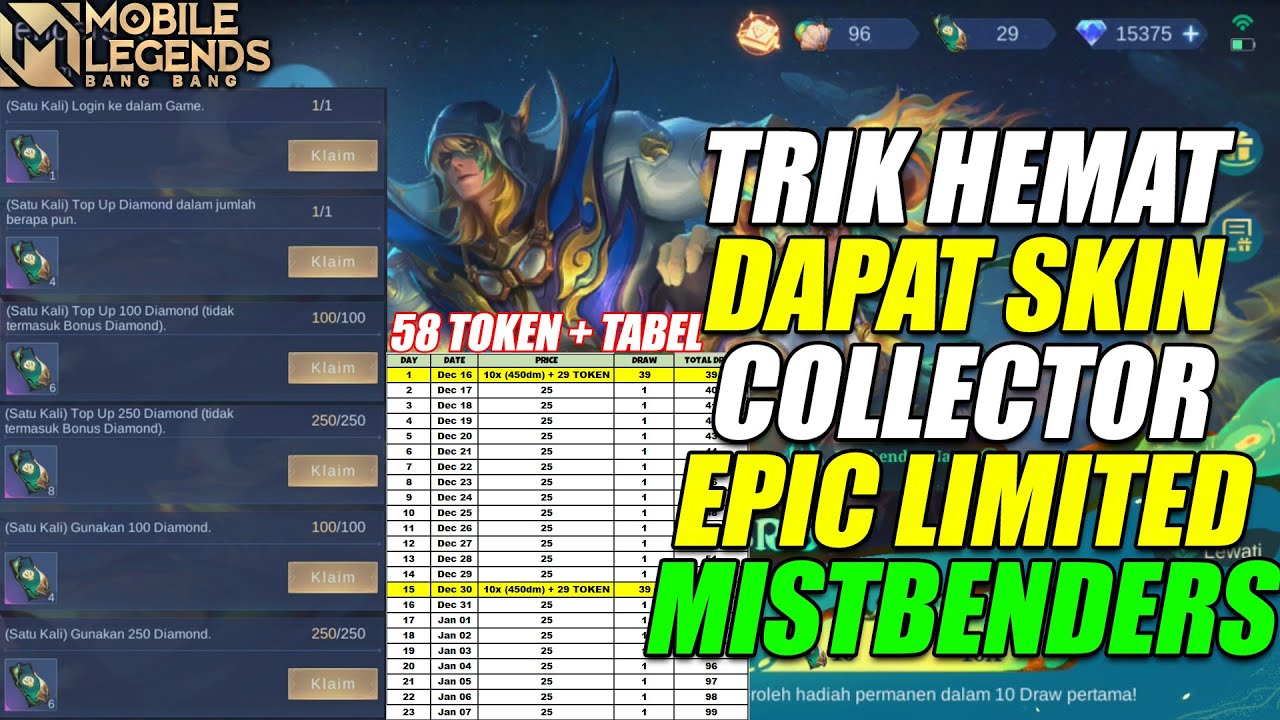 CARA DAPATKAN SKIN COLLECTOR, EPIC LIMITED/MISTBENDERS PAKAI 58 TOKEN ...
