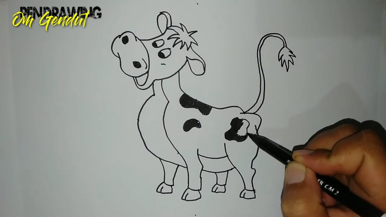 Cara menggambar sapi kartun dengan mudah#2 / How to draw cartoon cow ...