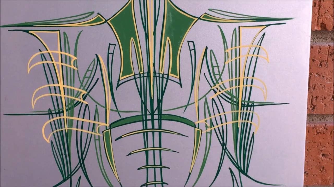 Authentic Hand Pinstriping - Tiki Design - YouTube