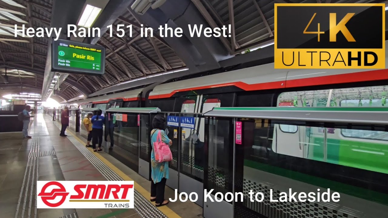 Rain 151 in the West! SMRT EWL Alstom MOVIA R151 (805/806) ride from ...