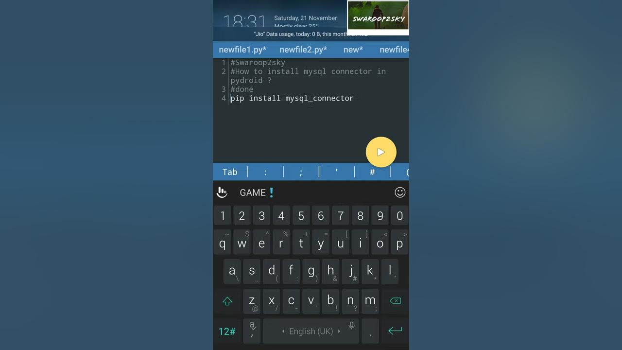 How To Install Mysqlconnector In Pydroid 3 Usin Pip Swaroop2sky Connects2s Youtube
