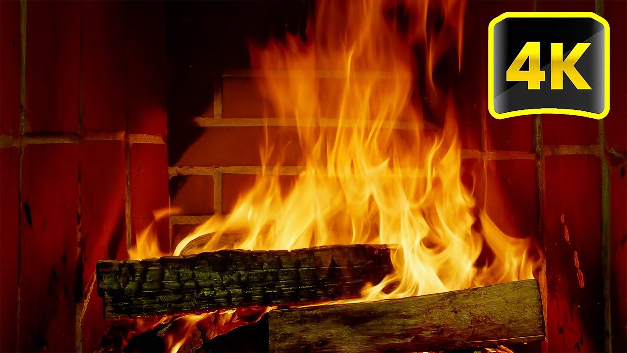 Burning Fireplace for Night 🔥 Cozy Fireplace 4K with Spooky Fire ...