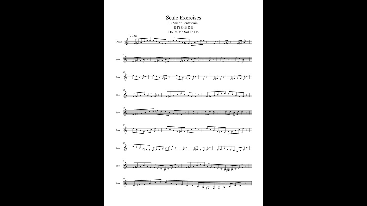 Scale Exercises E Minor Pentatonic - YouTube