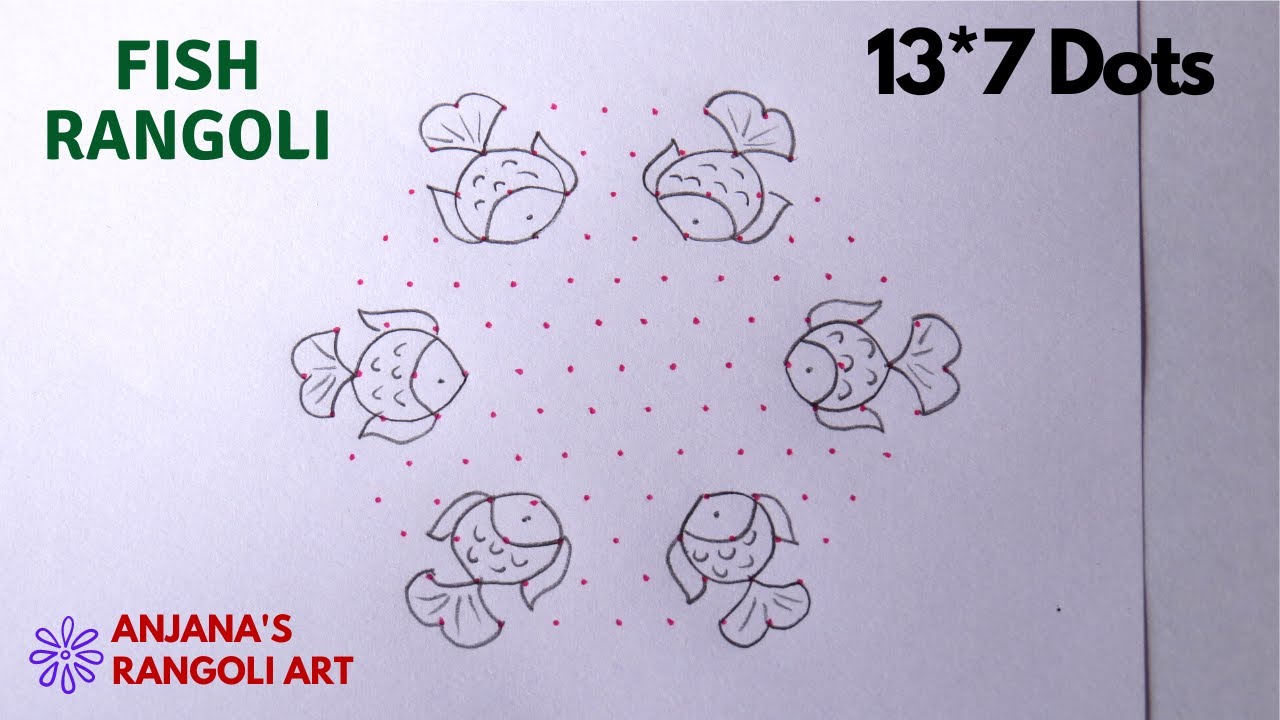 Easy fish rangoli | new year rangoli | 13*7 dots rangoli | sankranthi ...