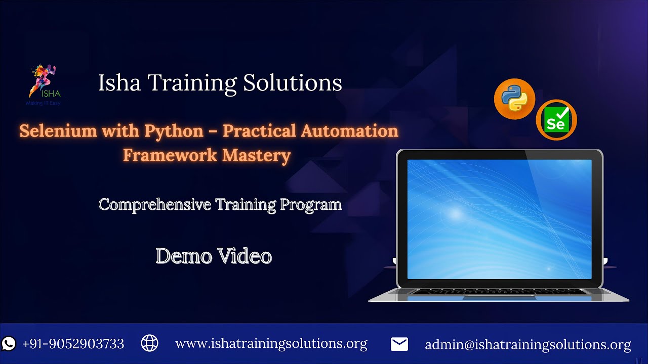 Selenium with Python Demo video on 9th December 2025. Call/WhatsApp us on +91-9052903733 to ...