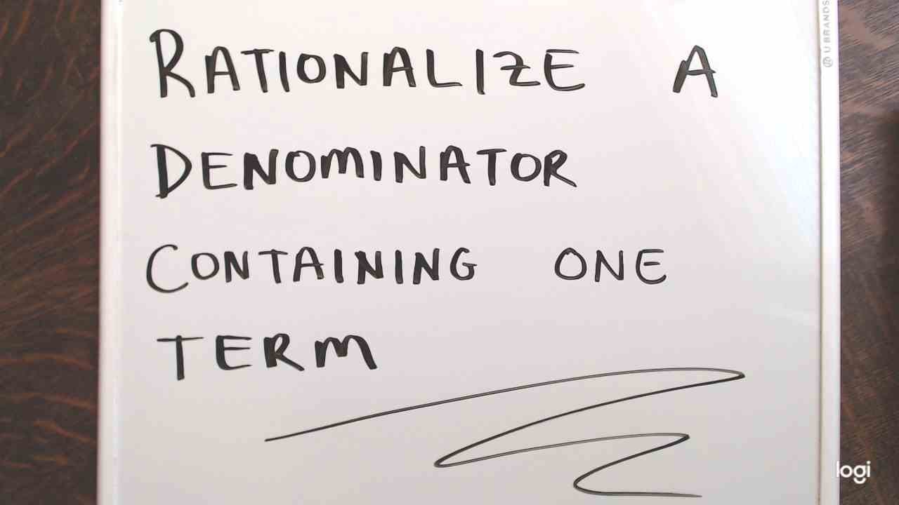Rationalize a Denominator Containing One Term - YouTube