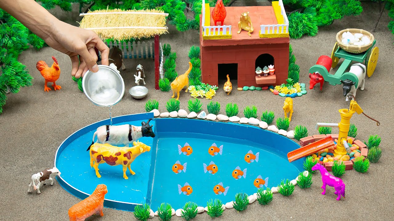 DIY mini Farm Diorama with house for Cow,Pig | Mini Hand Pumb Supply ...