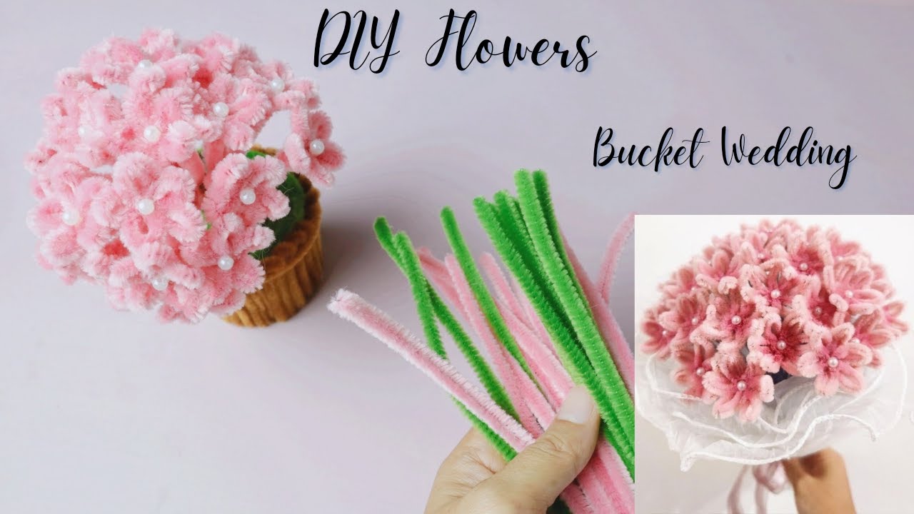 Diy Flower - How to make a Hydrangea Flower with Pipe Cleaner - Bunga ...