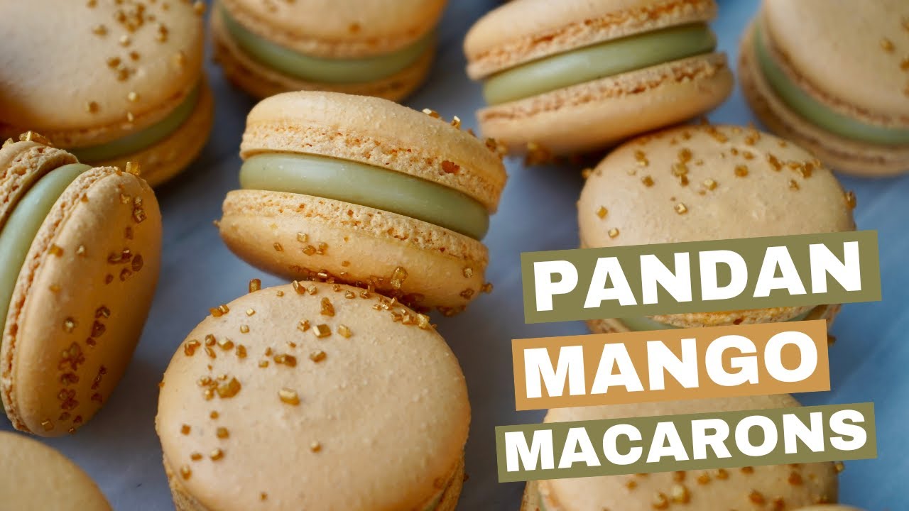 Pandan Mango Macarons | Pandan Vanilla Ganache with Mango Gel Filling ...