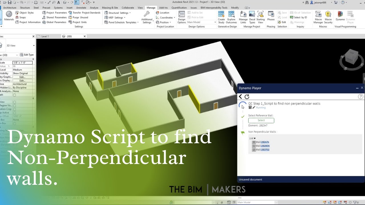Dynamo Script to find Non-Perpendicular walls. - YouTube