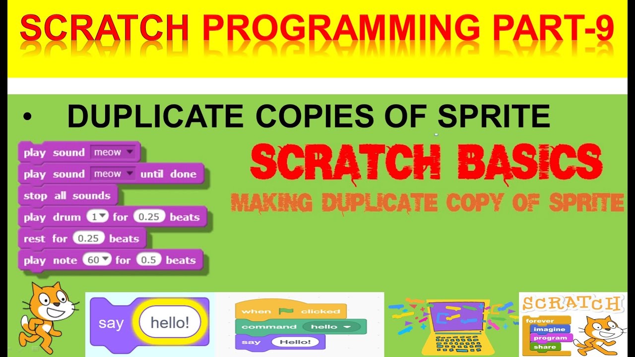 Class 6 Ch 6 Scratch Programming Making A Duplicate Copy Of Sprite Part 9 Youtube