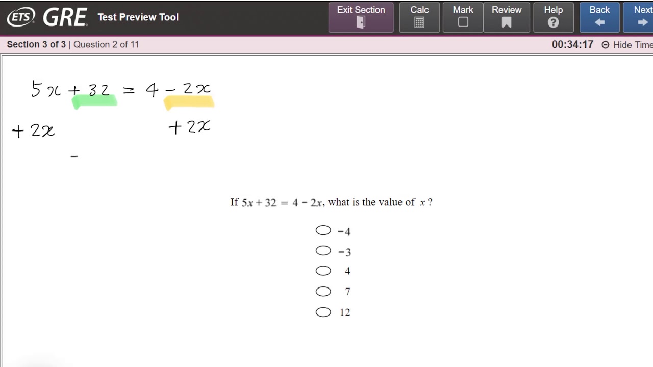 GRE Test Preview Tool Math Question 2 - YouTube