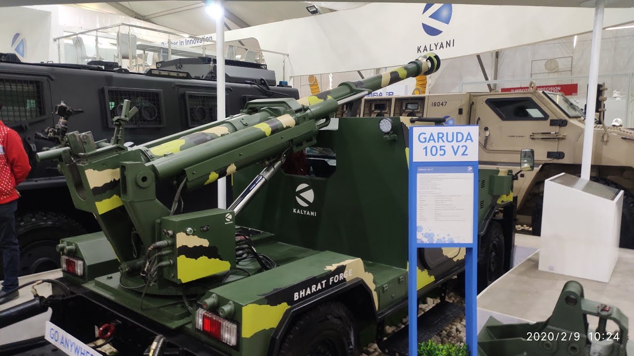 Garud 105 V2 ultra light howitzer mounted on a 4×4 vehicle - YouTube
