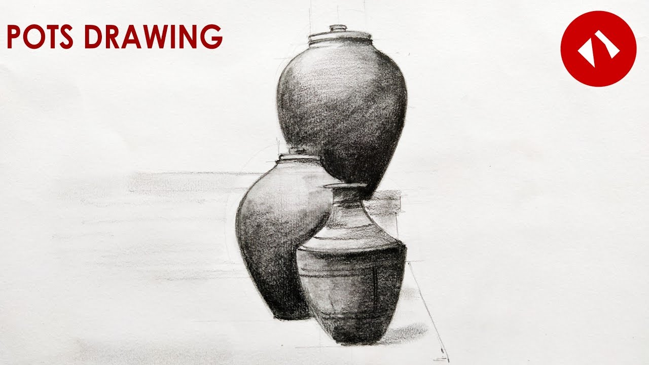 Pots Drawing Very Easy | Still Life Drawing For Beginners - YouTube
