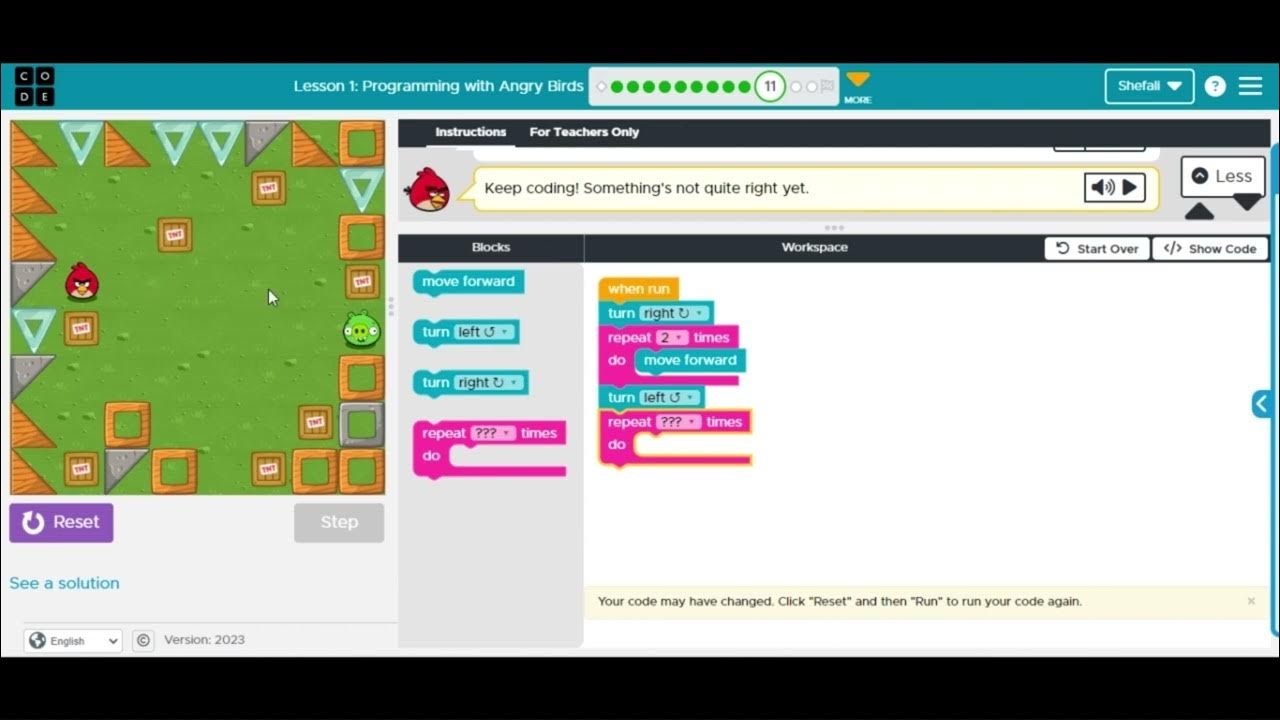Lesson 1 | Programming with angry birds | Skill Building | Part 10 ...