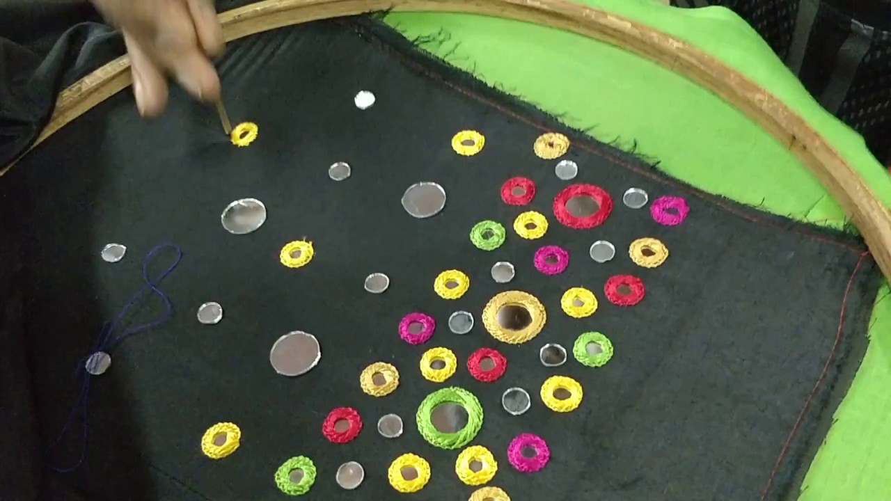 Mirror work with threads of multiple colours - YouTube