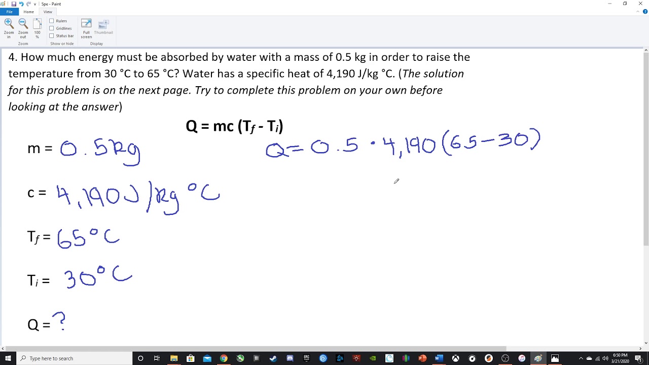 Specific Heat Example - YouTube