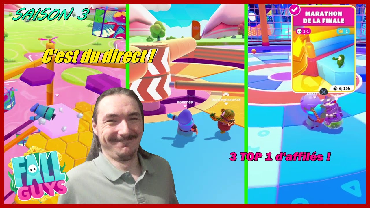 ** DEFI ** Fall Guys S3 : 3 TOP 1 en direct sur " Marathon de la finale ...
