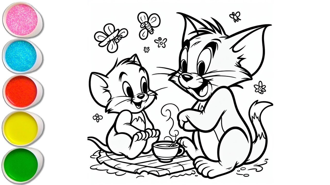 Drawing & Coloring Cute Tom & Jerry, Drawing for kids | Easy to Draw ...