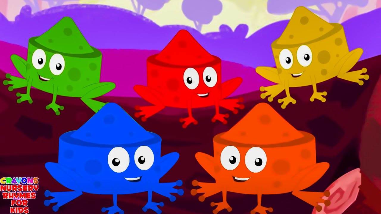 Five Little Speckled Frogs & More Crayons Nursery Rhymes for Kids - YouTube