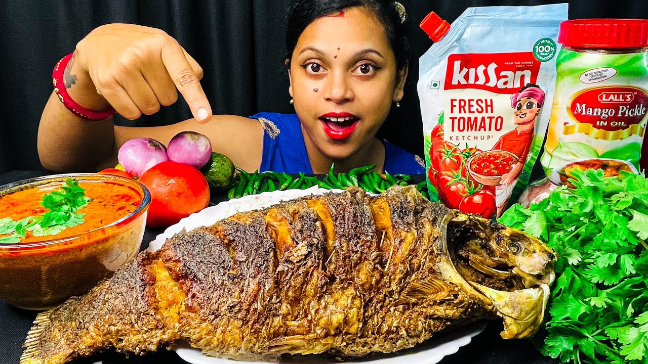 🤤 Spicy Katla Fish Curry + Rice + Extra Gravy - Asmr Eating | Eating ...