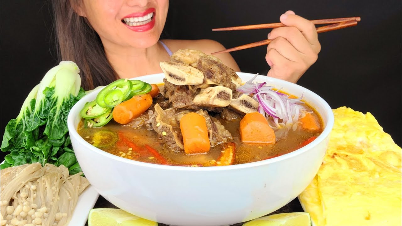 BEEF RIB STEW & CHEESY EGGS ASMR MUKBANG OMAD EATING NOISES BIG BITES ...