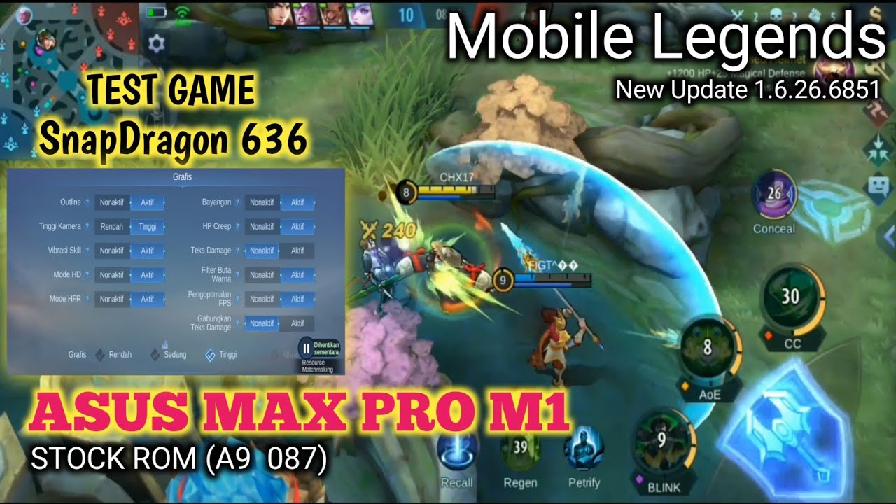 Asus max pro m1 test game mobile legends new update 1.6.26.6851 - YouTube
