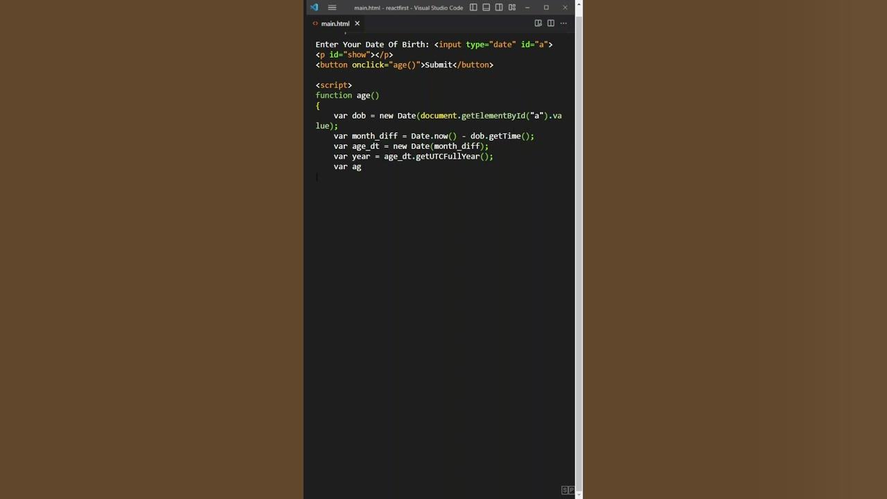 Javascript Age Calculator Javascript Javascripttutorials Javaprogramming Javatutorial Html