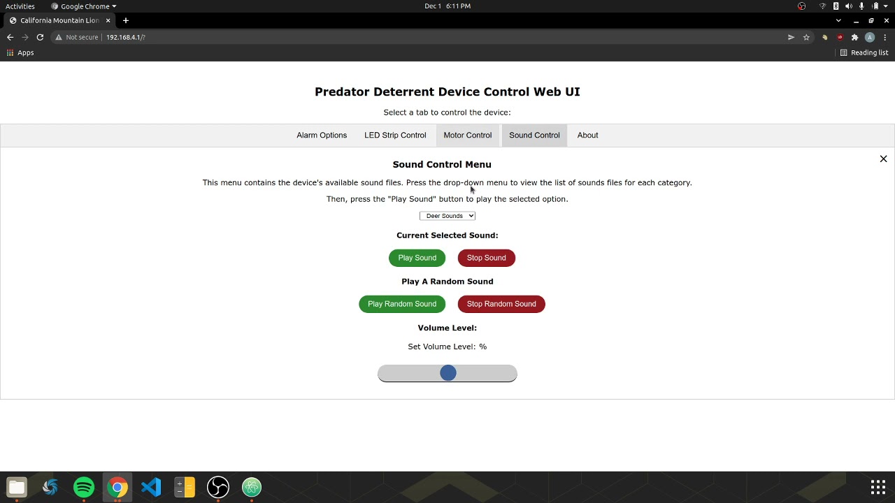 Predator Deterrent Device: Web UI Demo - YouTube
