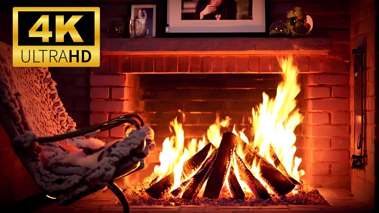 🔥 FIREPLACE Ultra HD 4K. Cozy Fireplace with Crackling Fire Sounds ...