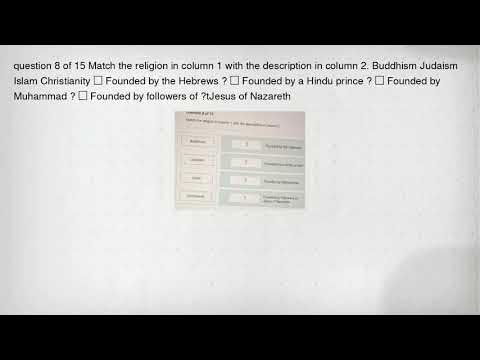 question 8 of 15 Match the religion in column 1 with the description in column 2. Buddhism ...