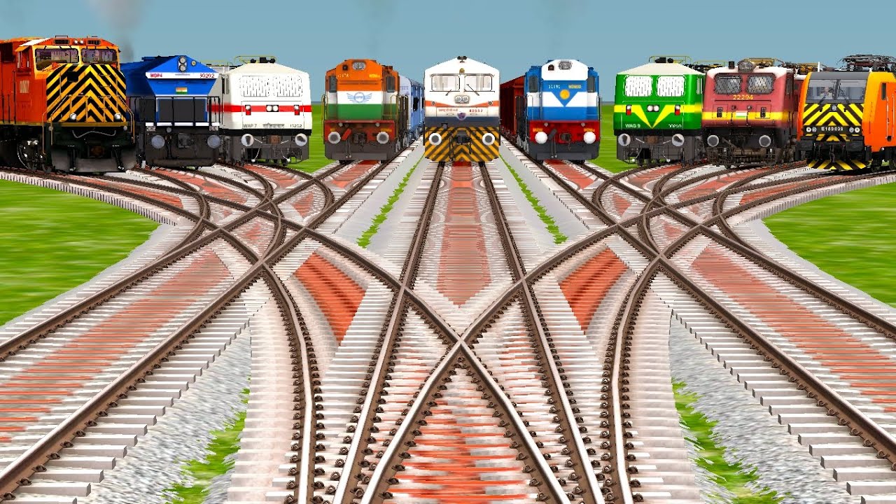 9 Trains on Curved Tracks – Extreme Railroad Crossings in BeamNG Drive ...
