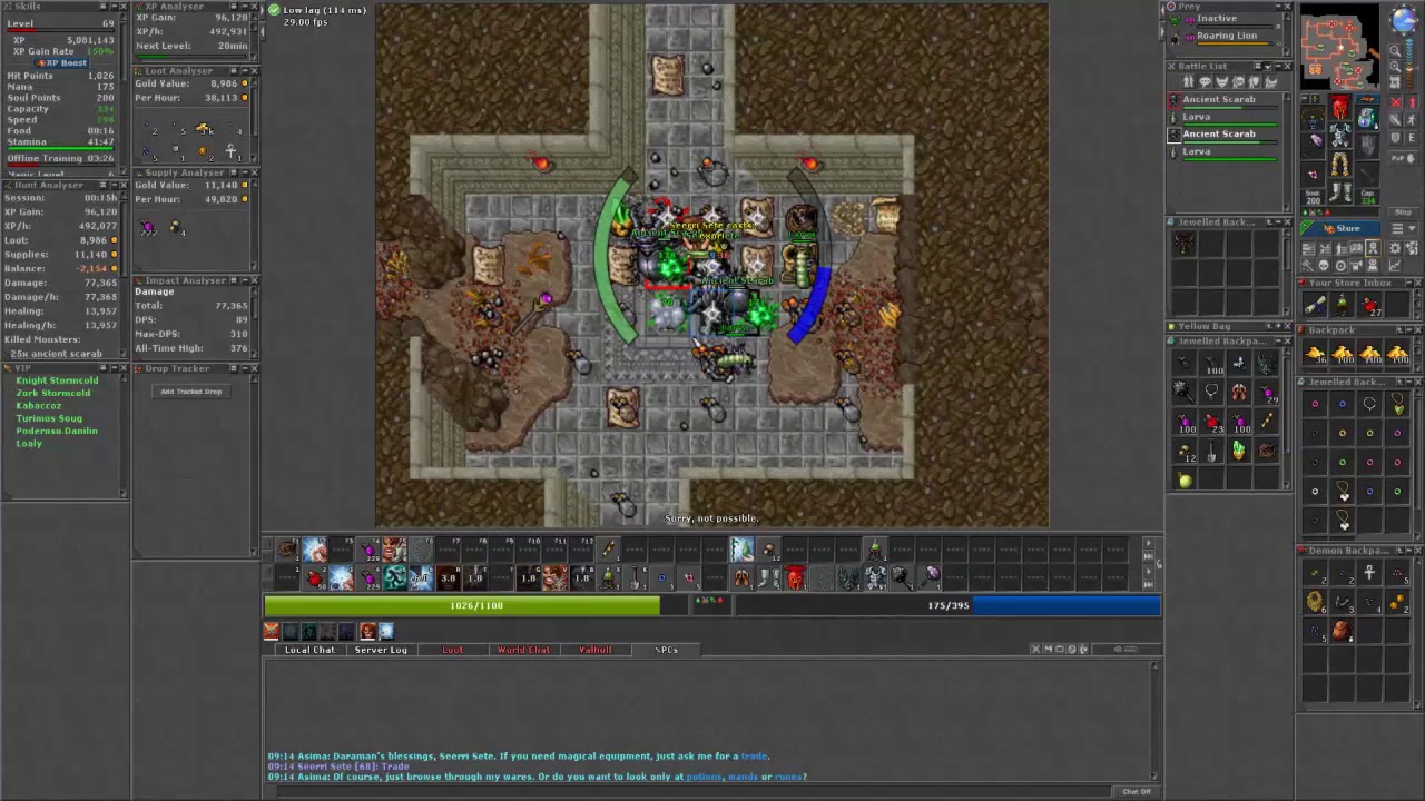 [Tibia] EK lvl 68 Lion's Rock hunt solo 600k/hr - YouTube