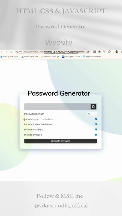 Password Generator 💻 #coding #frontendprojects #webdevelopment #htmlcssjavascript - YouTube