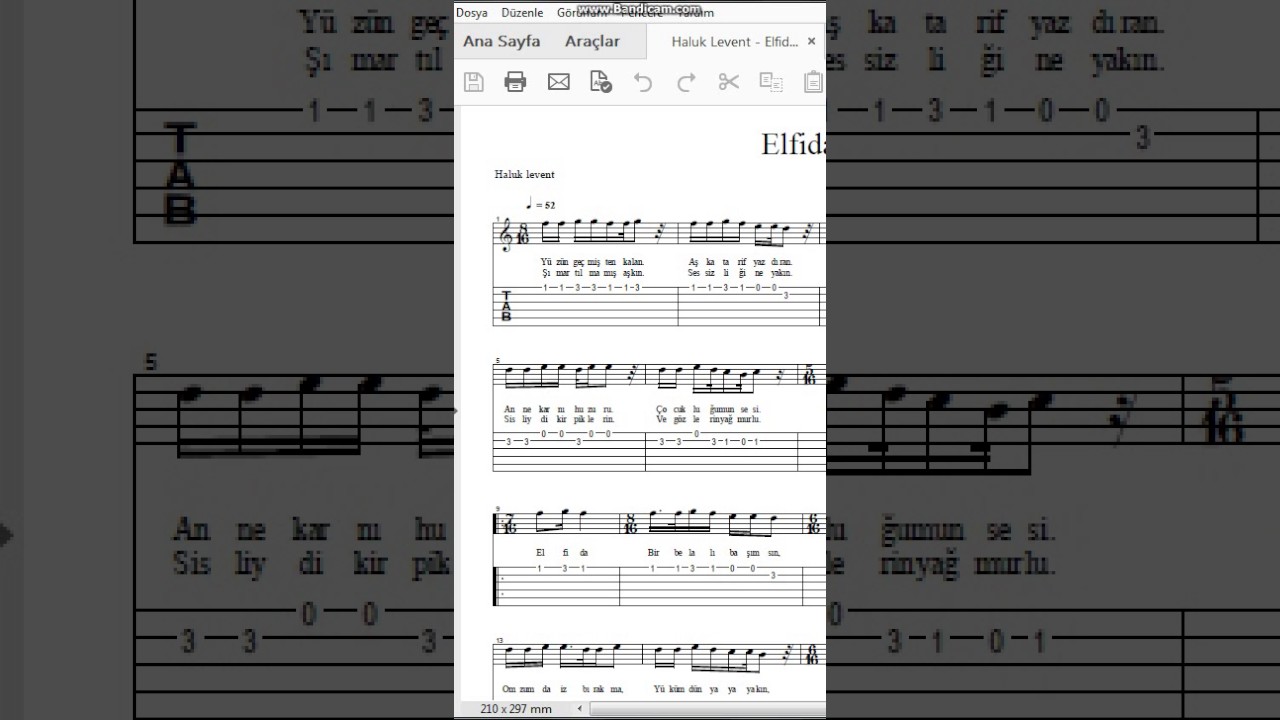 Haluk Levent Elfida Nota Tab - YouTube