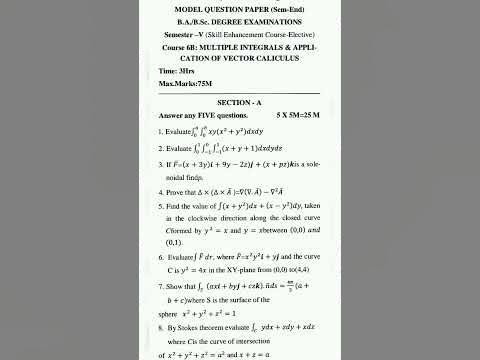 #degree 5th sem maths paper -6B.Multiple integral & application of vector calculus # ...