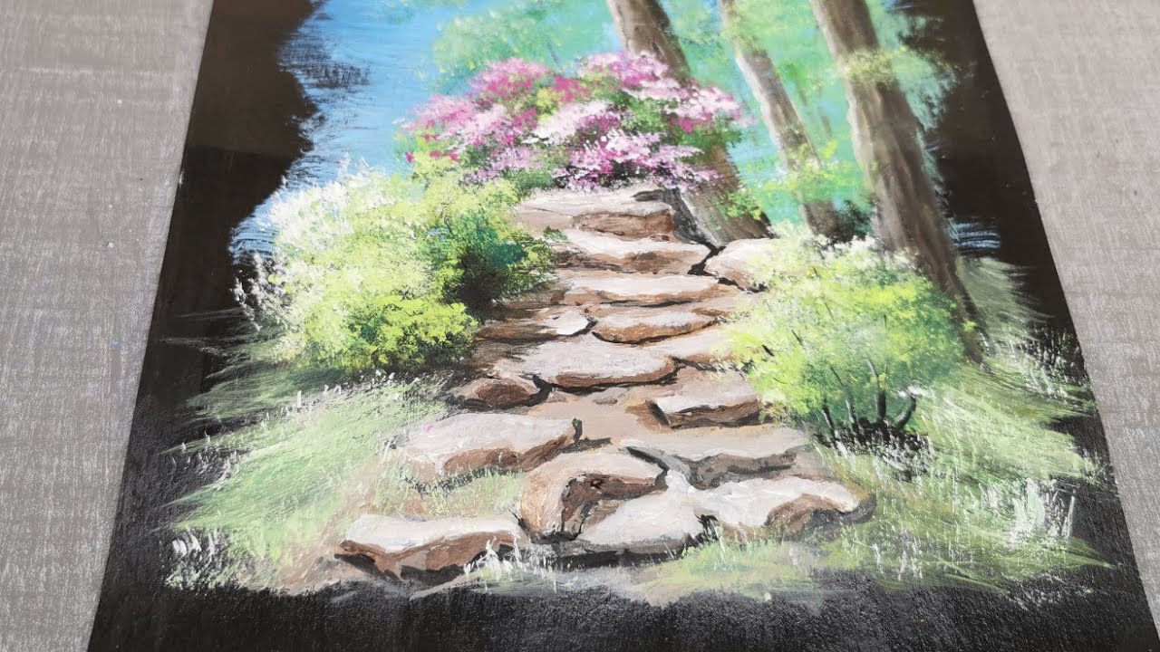 Forest Path Acrylic Painting for Beginners || Step by Step Landscape ...