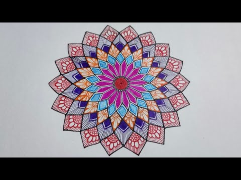 Draw quick and easy coloured mandala art🎨 #colors #trending - YouTube