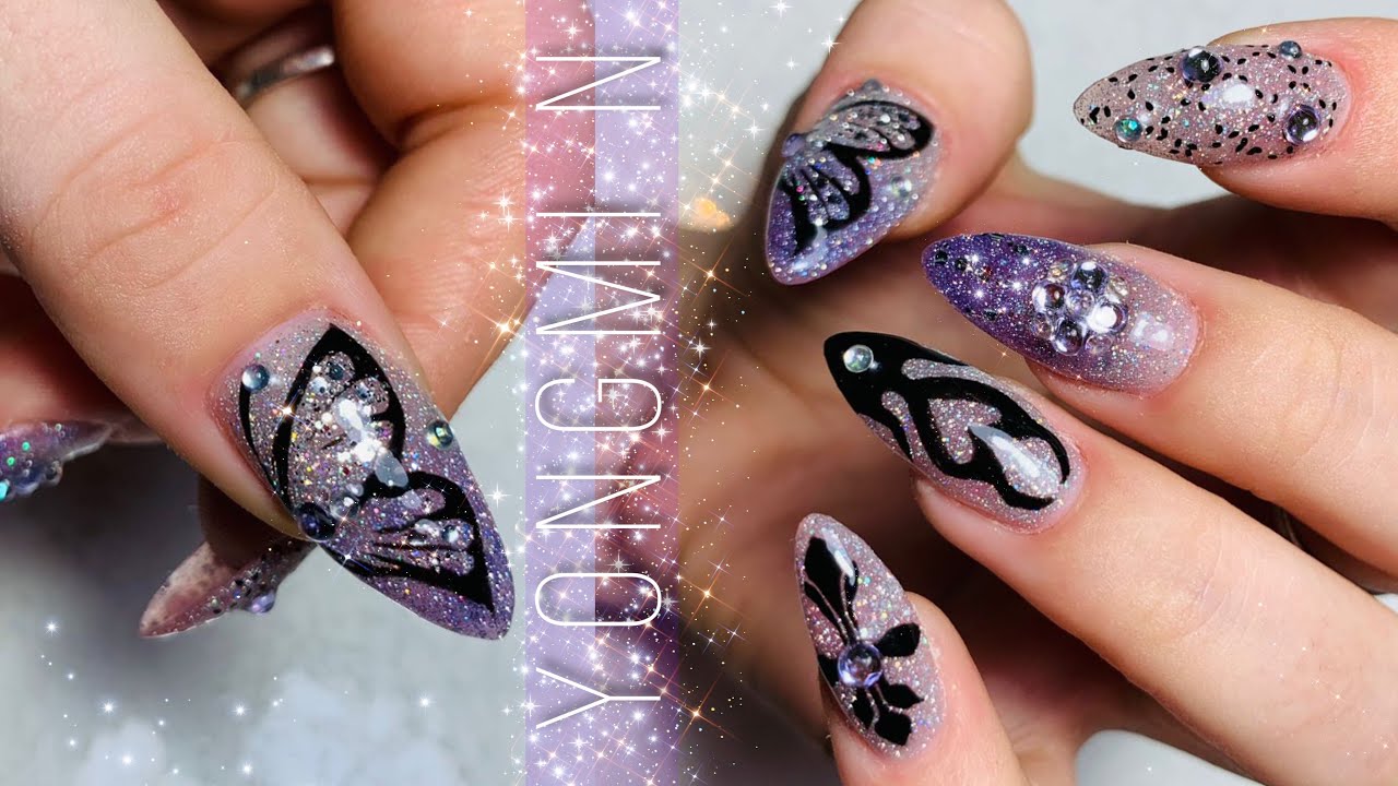 Nail art🤍 "shimmering crystals💎" extension on the lower forms - YouTube