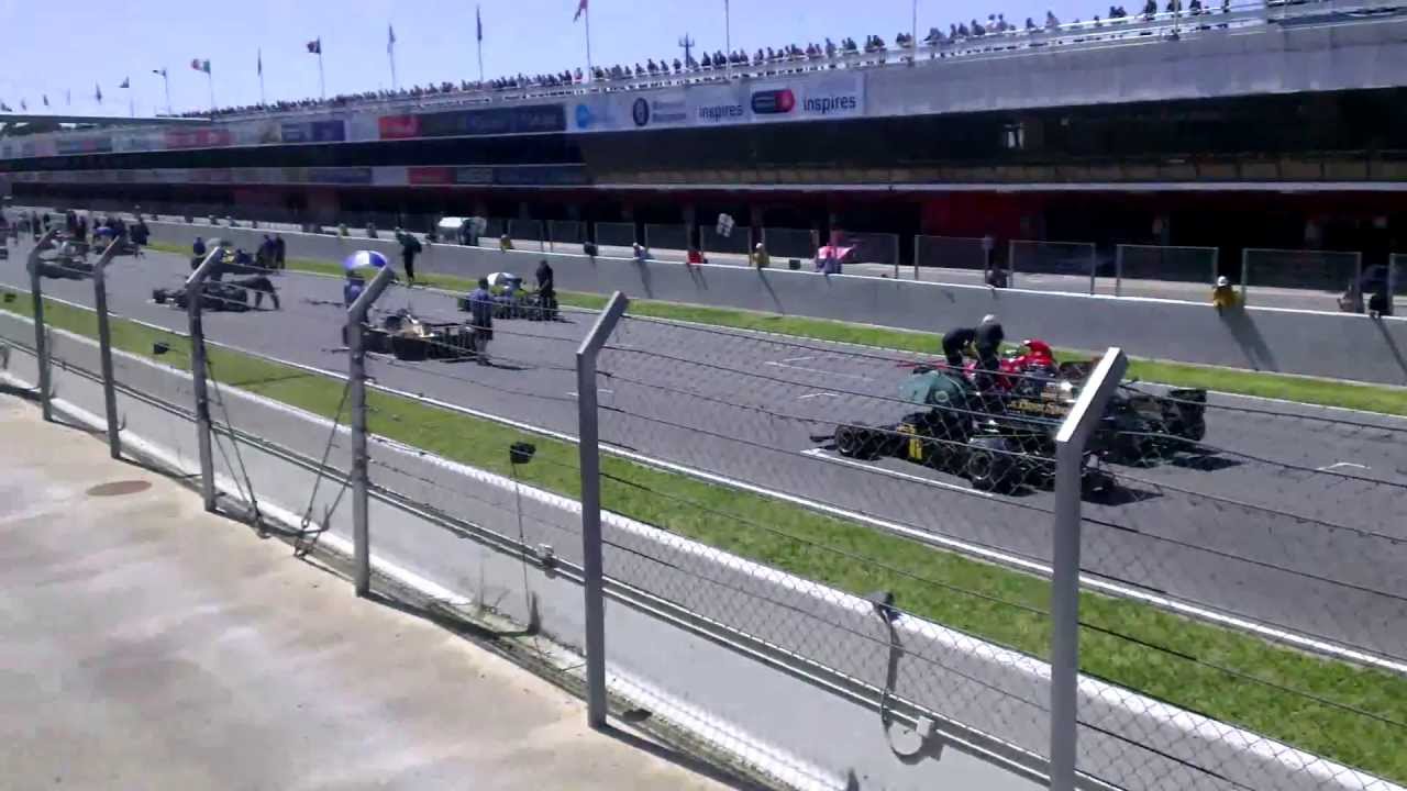 f12 historic cars finish line, lauda ferrari ford full sound hd - YouTube