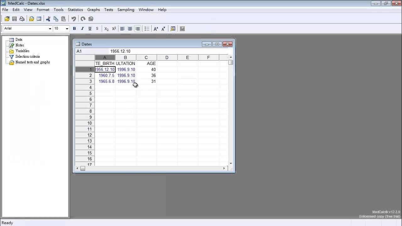 Tutorial for MedCalc Data input: 教學 - YouTube