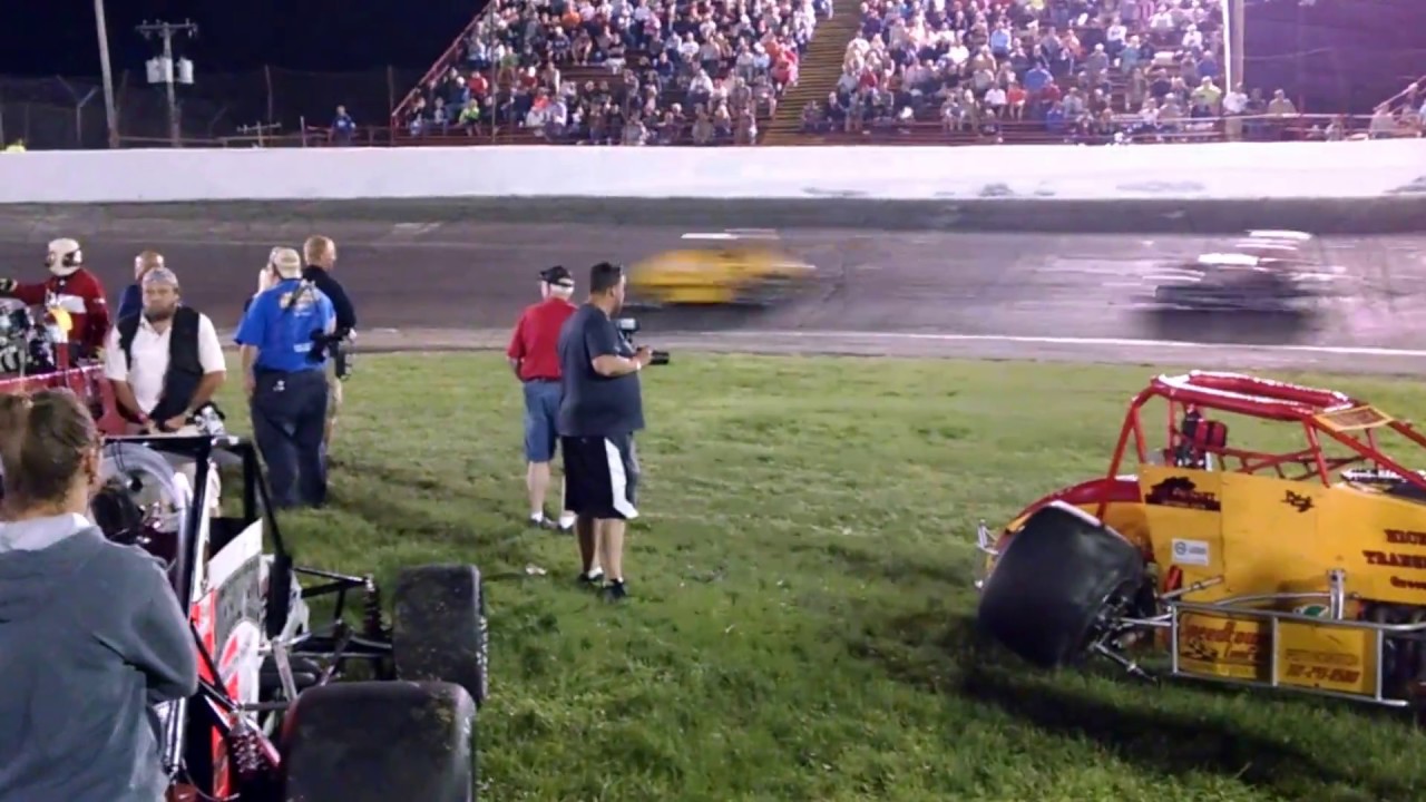 Little 500 restart Anderson Speedway 2015 - YouTube