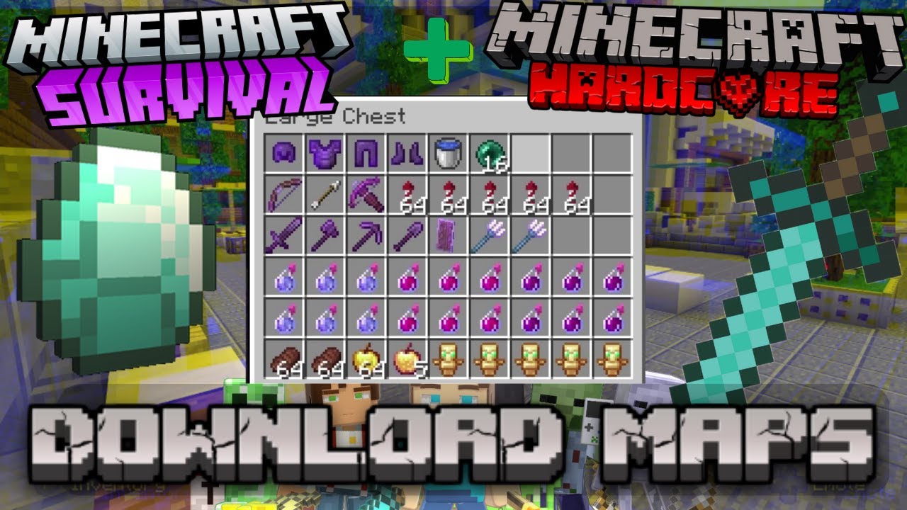 Best starting map for minecraft HARDCORE - OPCHEST (free download minecraft maps) - YouTube