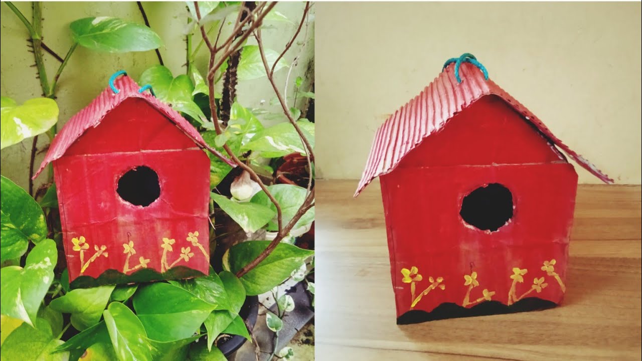 How to make bird nest|home made nest|from cardboard easy - YouTube