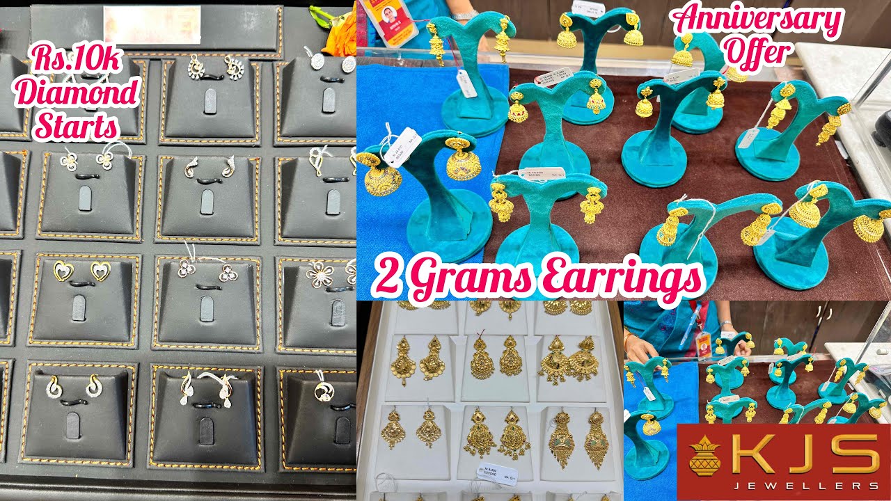 Gold Earring Drops Jimiki J-Type Diamond Studs 2 Grams | KJS Jewellers ...