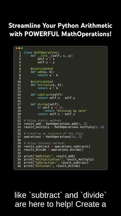 Streamline Your Python Arithmetic with POWERFUL MathOperations! #coding #learncodingathome - YouTube