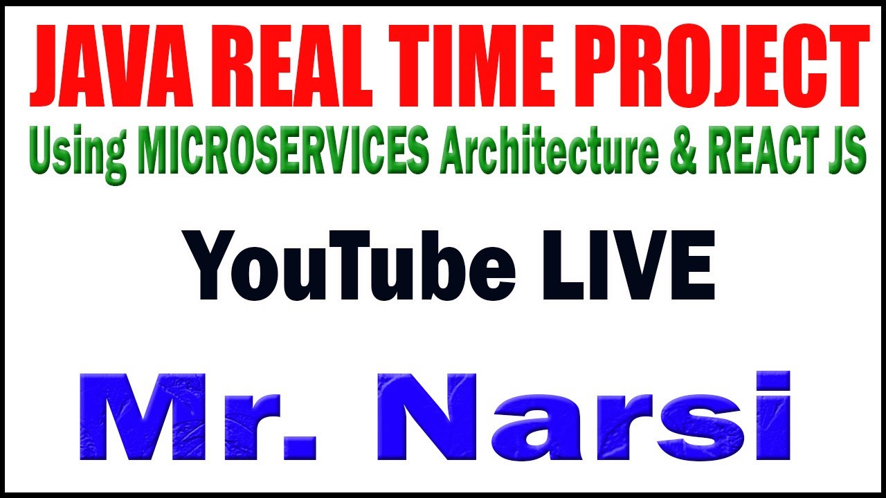 Java Real Time Project Tutorials By Mr Narsi Sir Youtube